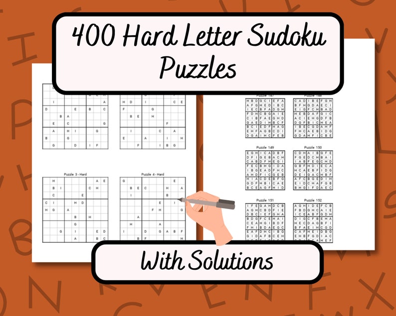 400 Hard Letter Sudoku Puzzles, Worduku Puzzles, Instand Download ...