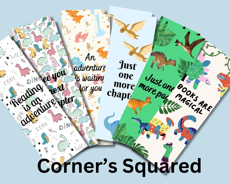 Dinosaur Bookmarks | Set of Six Printable Bookmarks for Kids| Instant ...
