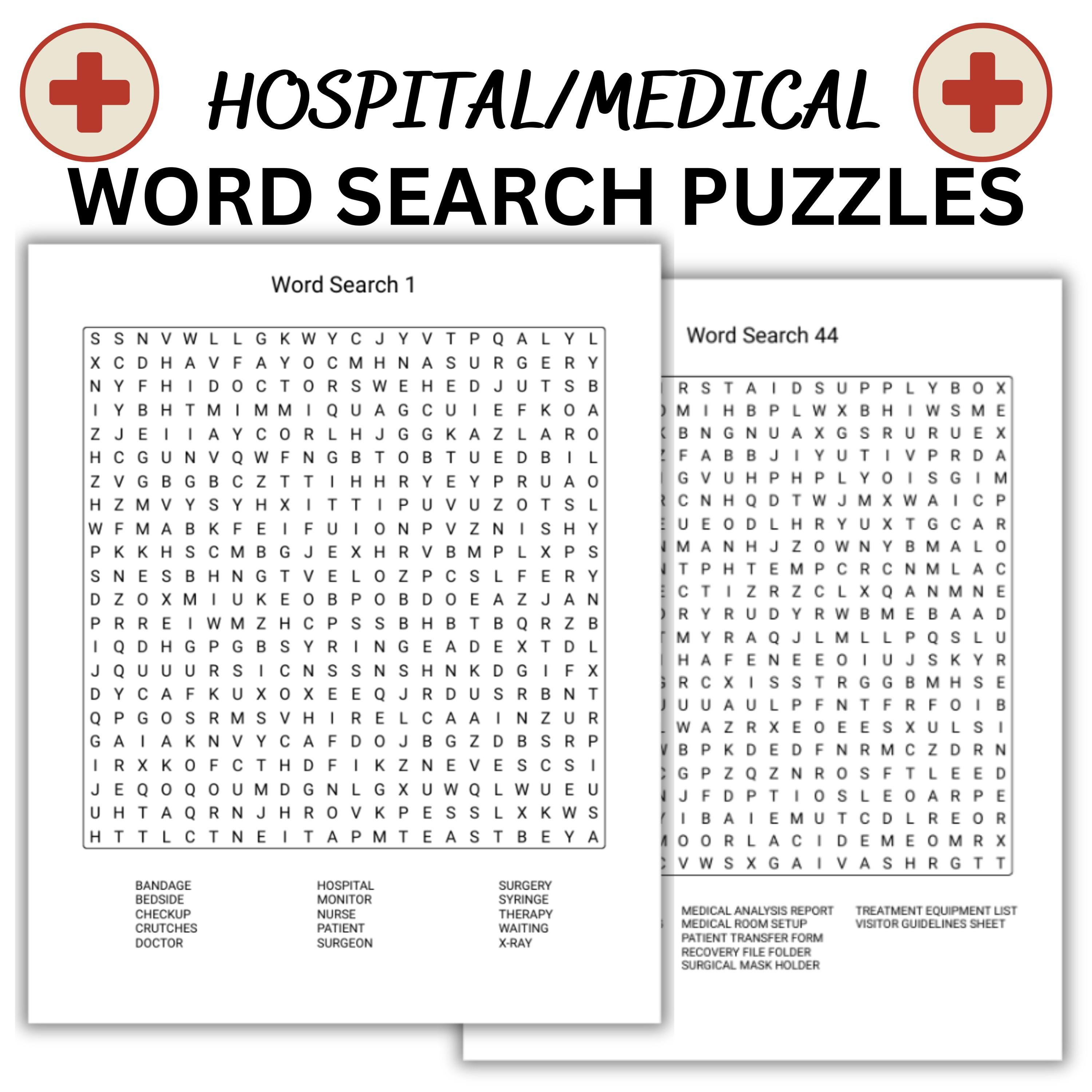 Nurse Word Search Puzzles: 50 Medical Puzzles (digital Download) - Etsy