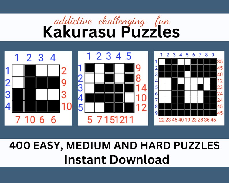 400 Printable Kakurasu Puzzles – Math Logic Brain Games for Adults ...