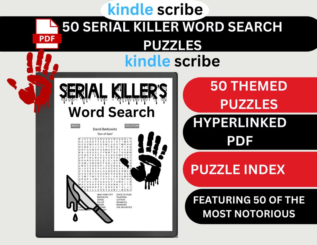 Kindle Scribe Word Search Book | Serial Killer Word Search Edition ...