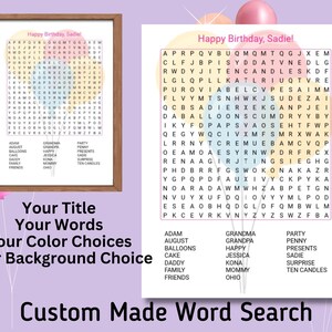 Personalized Birthday Word Search Puzzle (digital Download) - Etsy