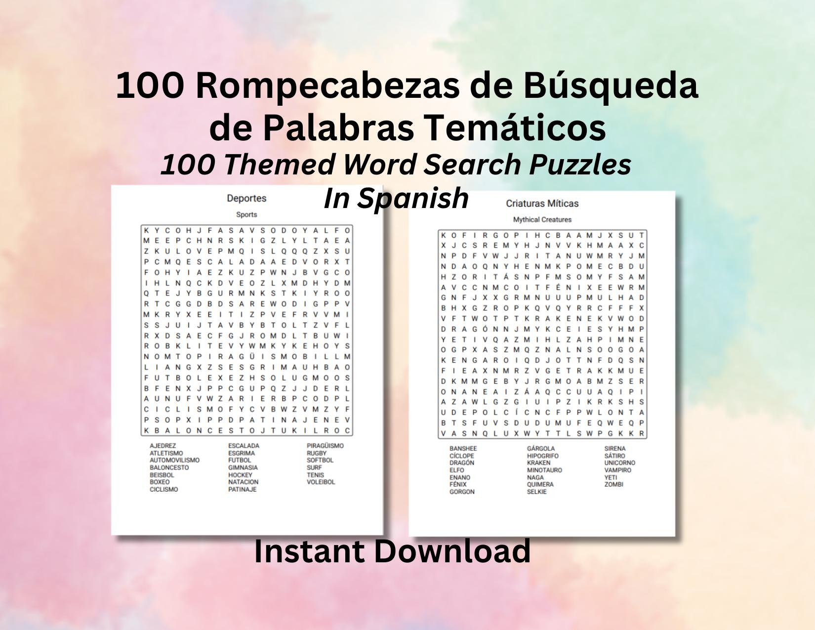 Sopas de letras, Sopas de letras en español, 100 Sopas de letras en ...