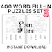 400 Word Fill-in Puzzles: Large Print Crosswords (digital Download ...