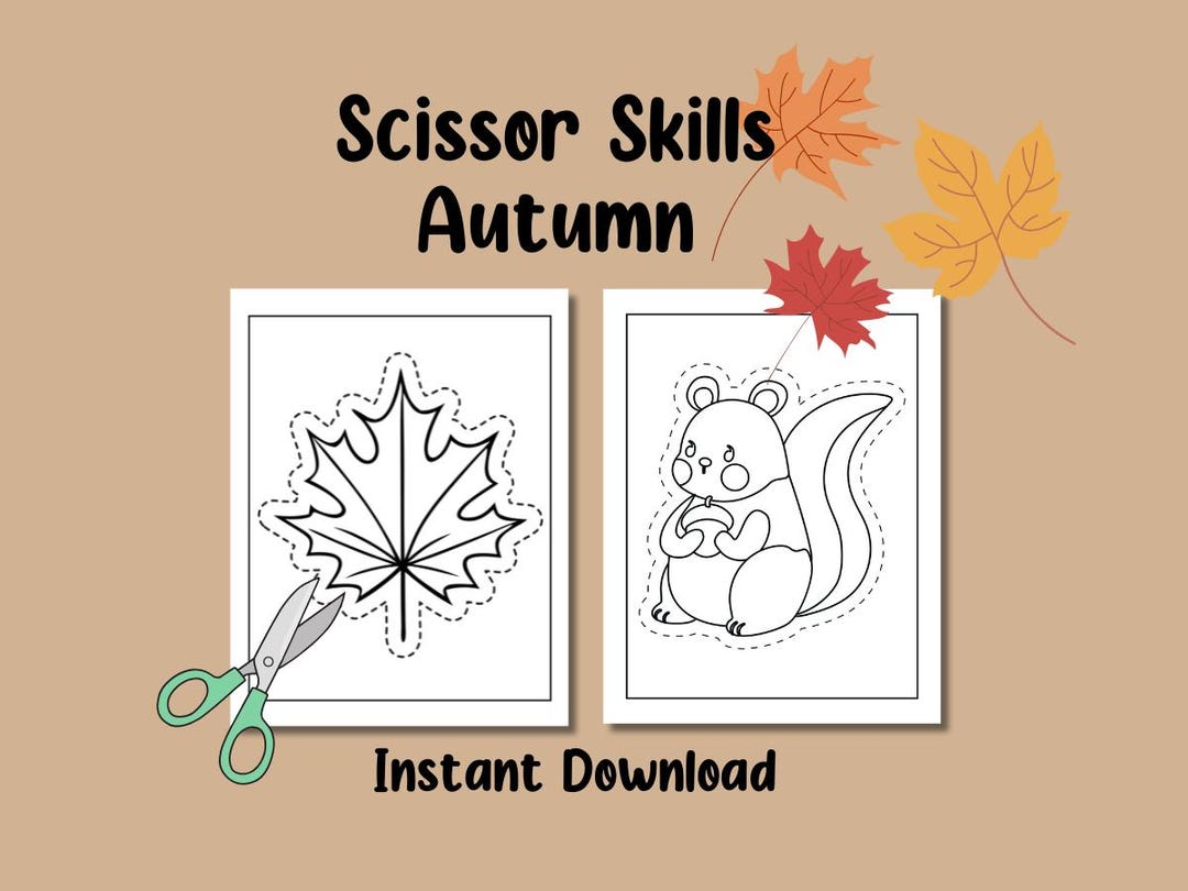Scissor Skills, Cutting Practice, Autumn Themed Printable Scissor ...