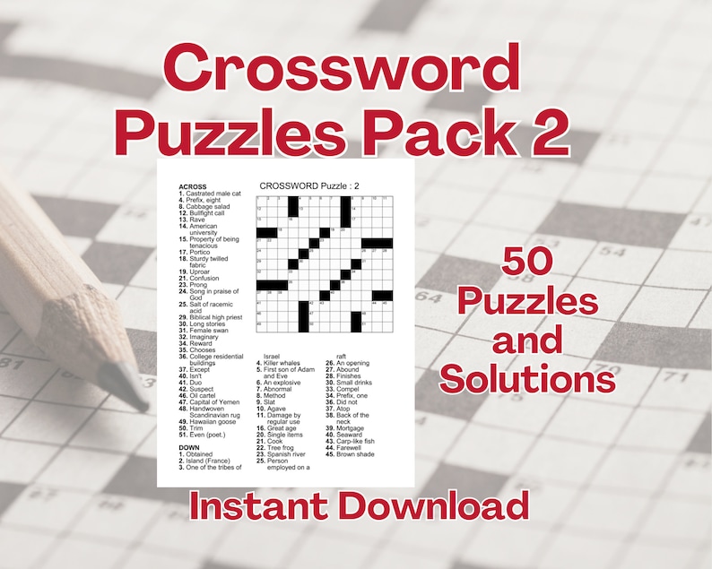 Crossword Puzzle Pack, Printable Crossword Puzzles, Instant Download - Etsy