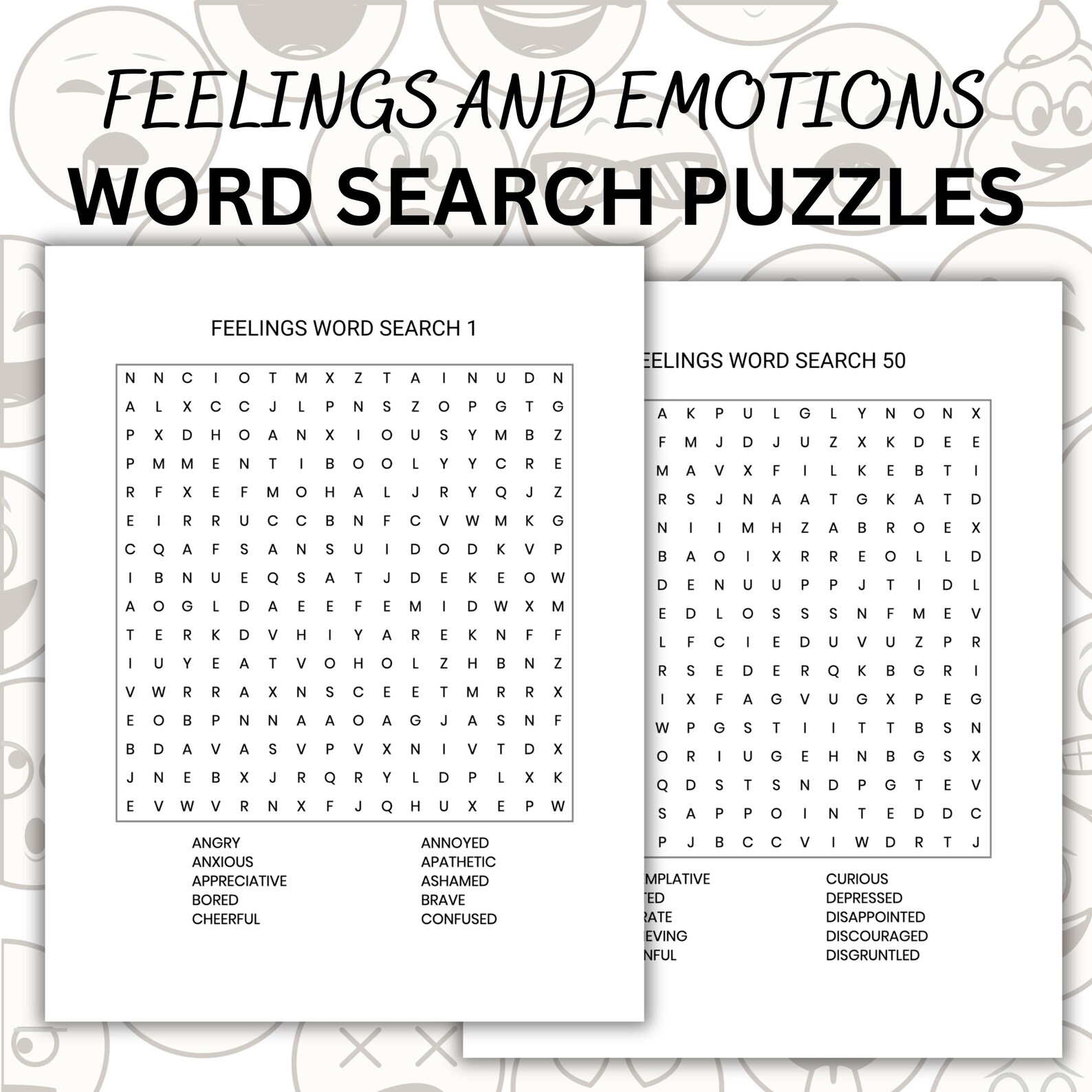 Emotions Word Search Puzzles: Mental Health Activity (digital Download ...