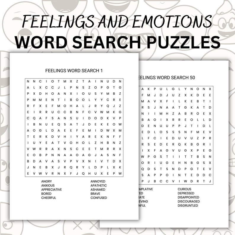 Emotions Word Search Puzzles: Mental Health Activity (digital Download ...