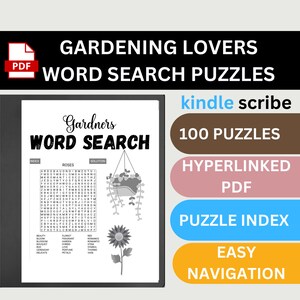 Kindle Scribe Word Search Puzzles for Gardeners, 100 Garden Lovers Word ...