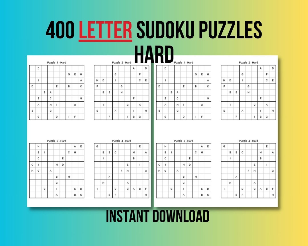Hard Letter Sudoku Puzzles: 400 Printable Puzzles (digital Download) - Etsy