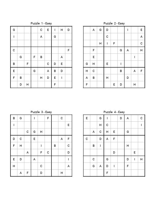 Letter Sudoku Puzzles, 400 Easy Letter Sudoku Puzzles, Sudoku Puzzles ...