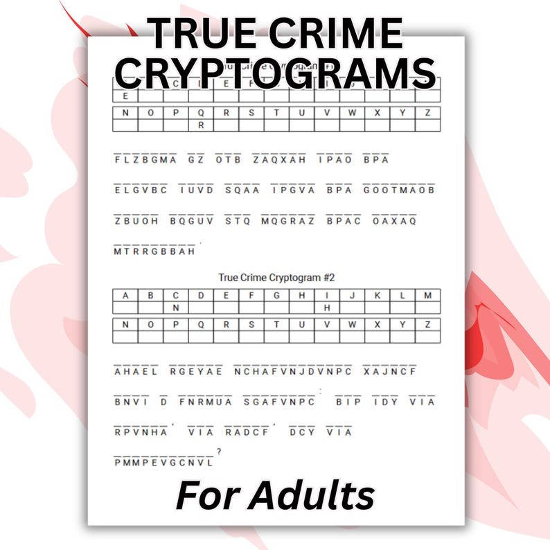 True Crime Cryptogram Puzzles: 100 Mystery Printable Puzzles (PDF ...