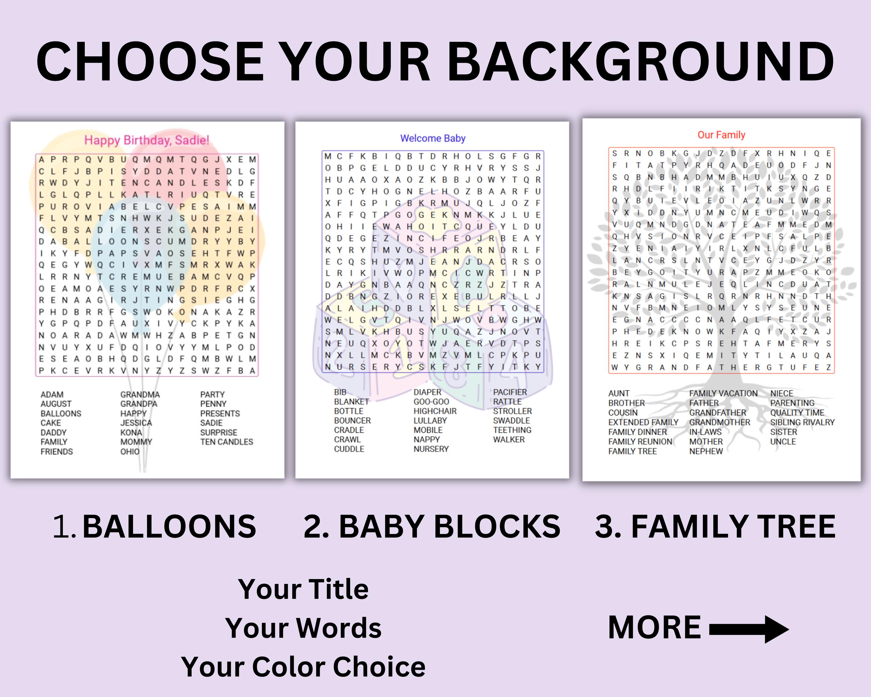 Personalized Word Search Puzzle, Personalized Birthday Word Search ...