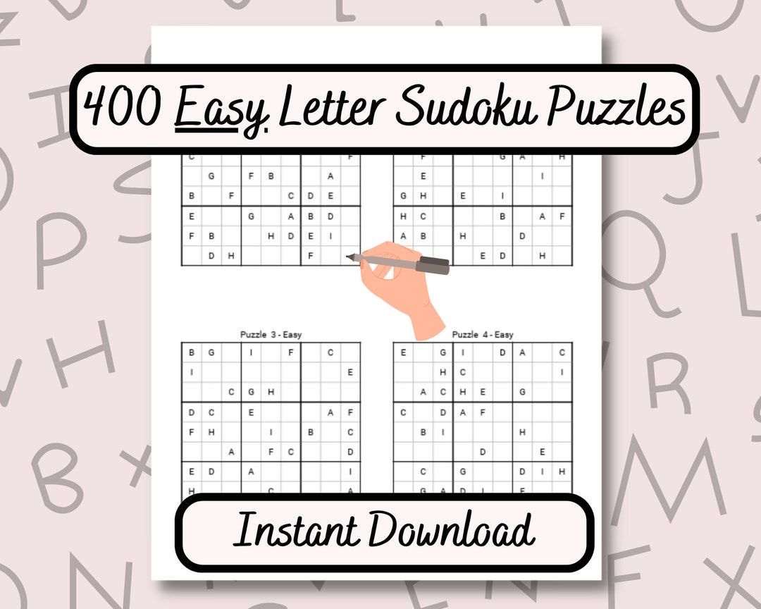 400 Easy Letter Sudoku Puzzles, Worduku Puzzles, Instand Download Puzzle Book - Etsy