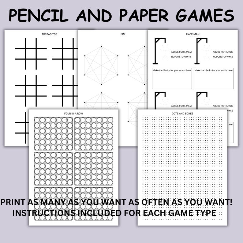 Printable Pen and Paper Games | Tic-tac-toe | Hangman | Dots & Boxes ...