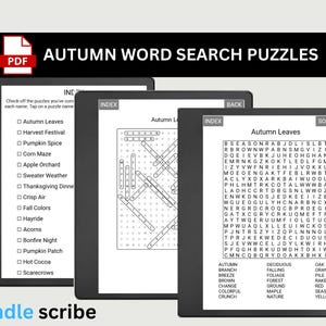 Autumn Themed Word Search Puzzle Book for Kindle Scribe, Fall Themed ...
