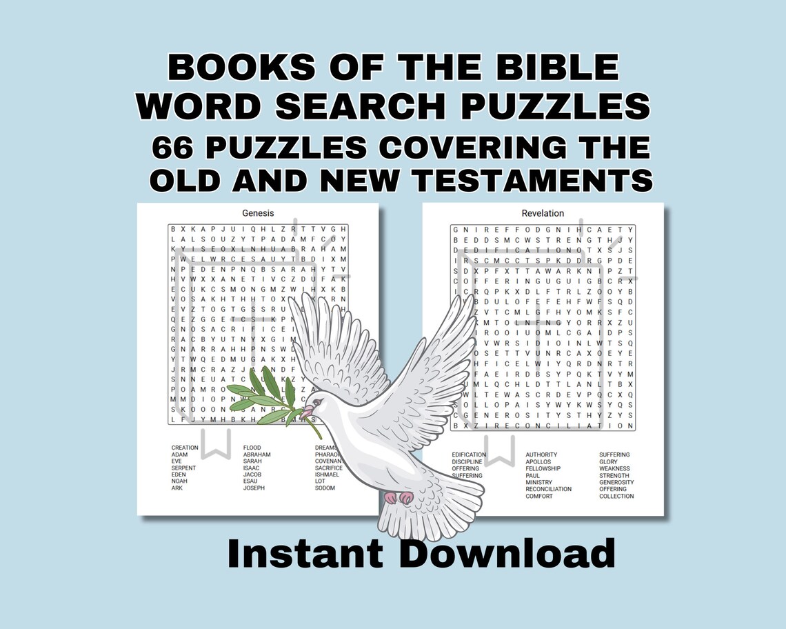 Bible Word Search Puzzles, Books of the Bible Word Search, Old and New ...