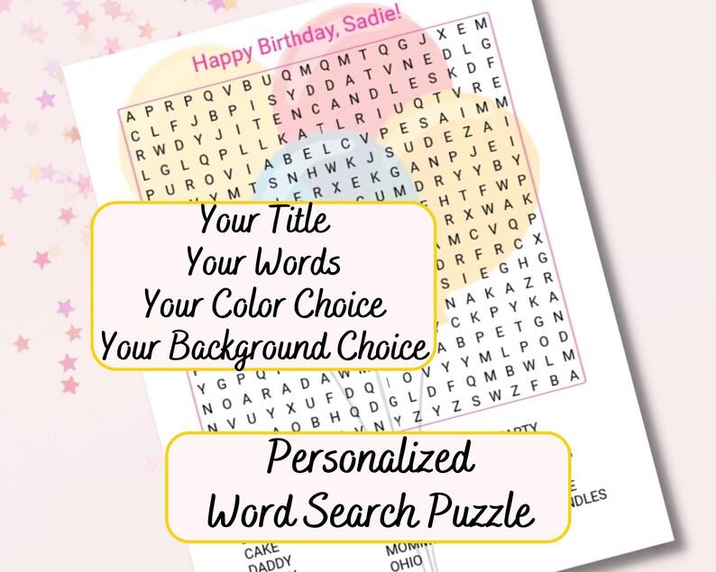 Personalized Word Search Puzzle, Personalized Birthday Word Search ...