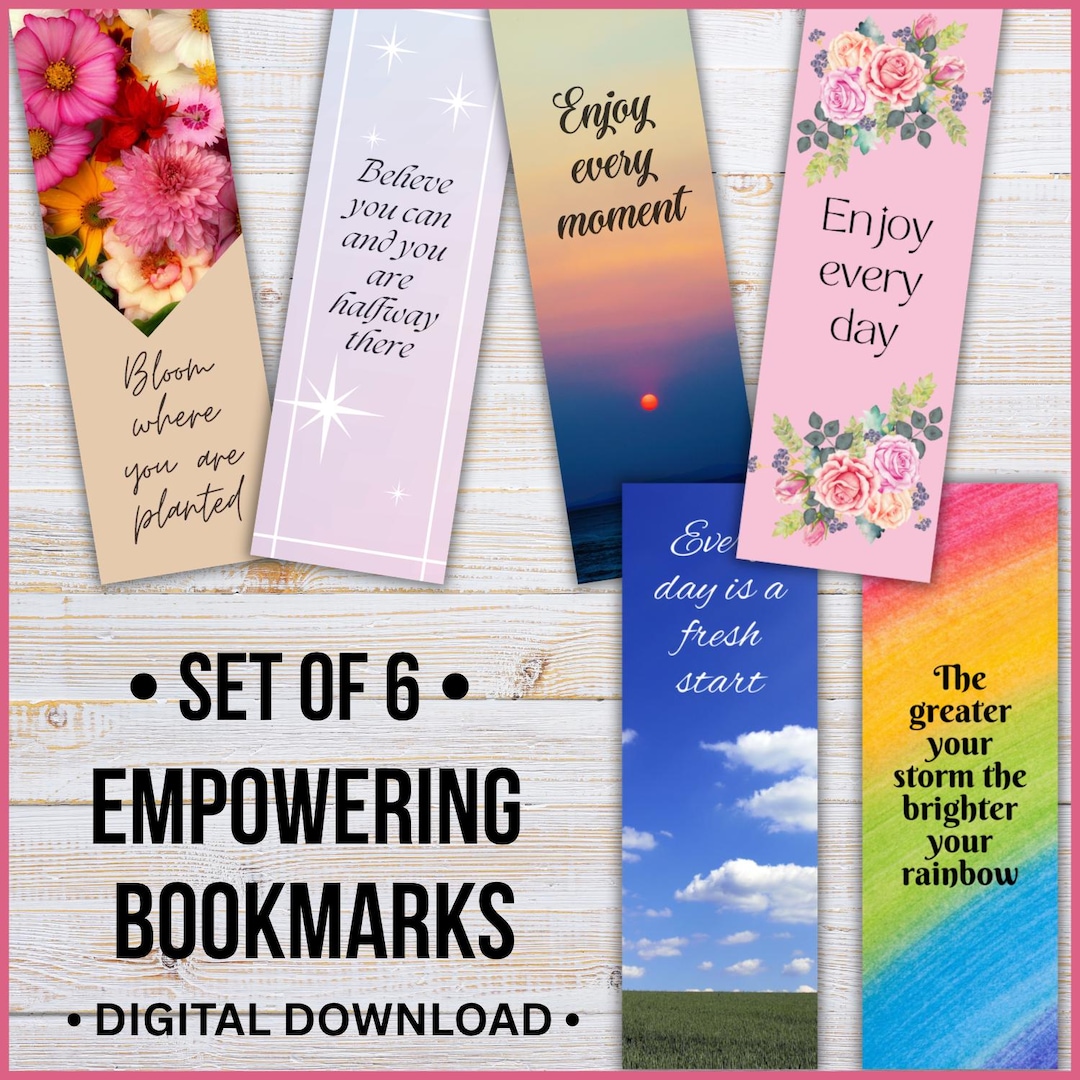 Set of 6 Empowering Bookmarks | Positive Affirmations, Self Love Quotes ...