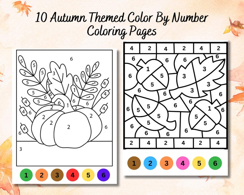 Color by Number, Autumn Color by Number, Fall Color by Number Coloring ...