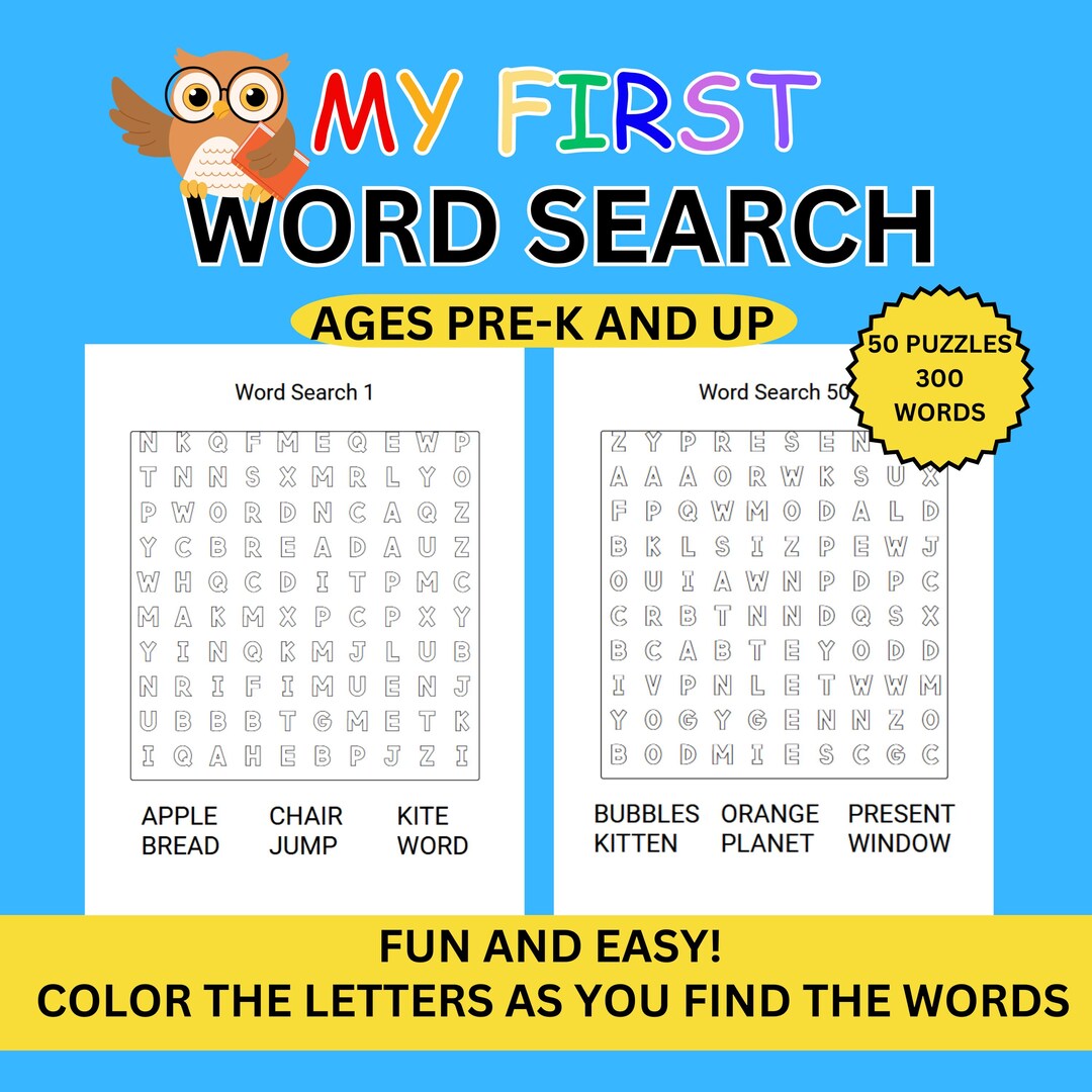My First Word Search Printable for Kids, Easy Sight Word Puzzles Ages 4 ...