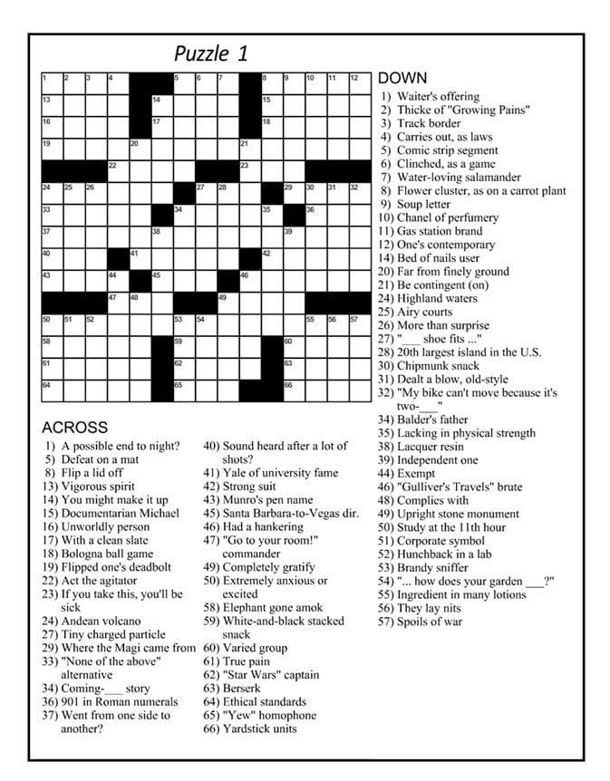 Crossword Puzzles, 100 Printable Crossword Puzzles, Intermediate and ...