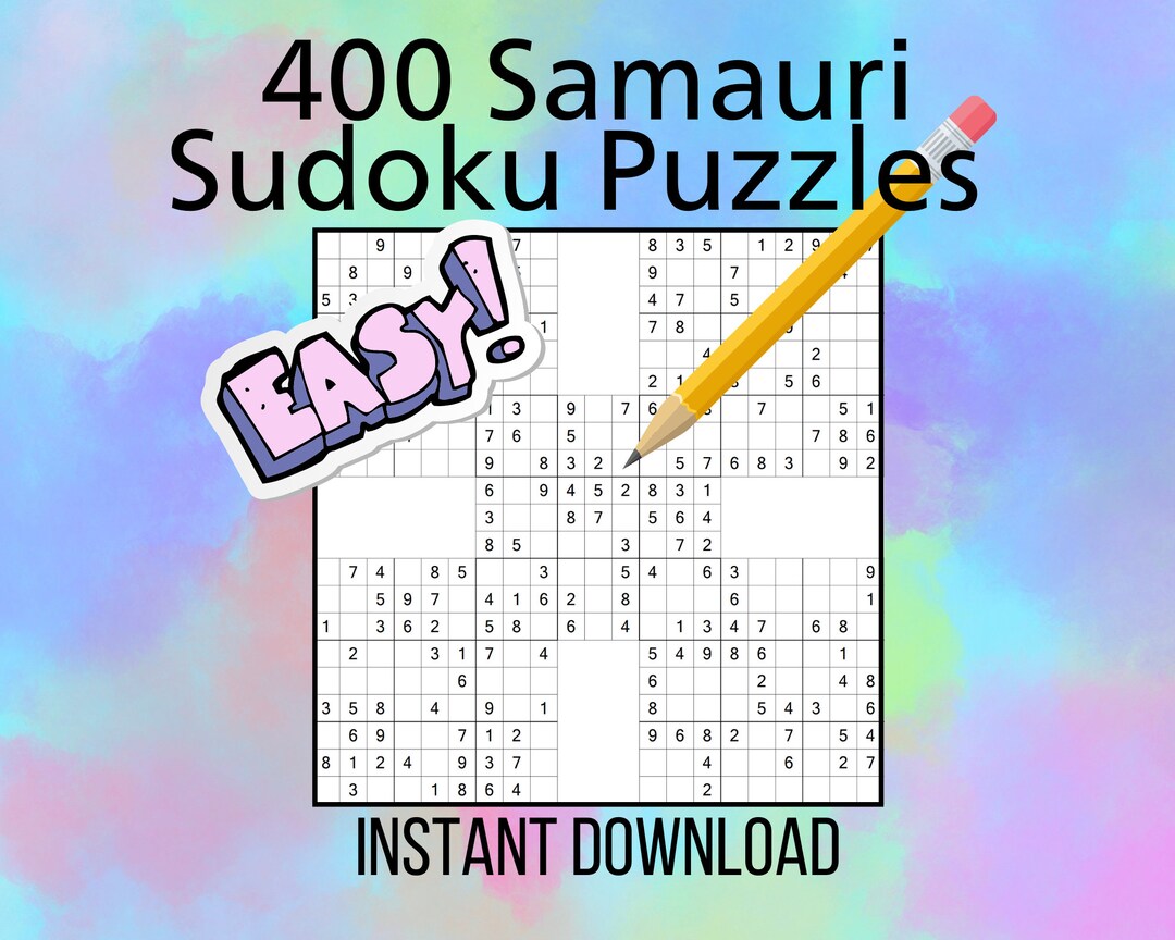 400 Easy Samauri Sudoku Puzzles With Solutions, 400 Printable Puzzles ...