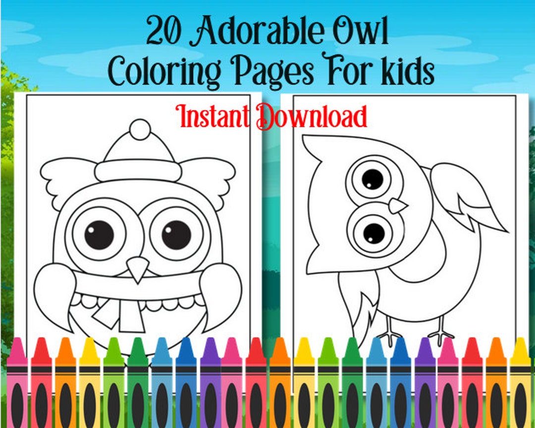 Owl Coloring Pages for Kids, Owls Coloring Book, 20 Printable Owl ...