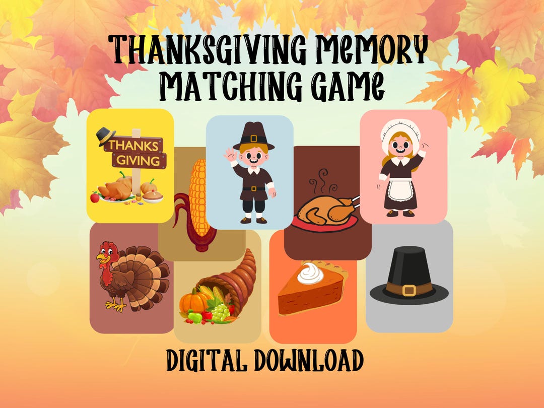Memory Matching Game, Toddler Matching Game, Thanksgiving Card Games ...