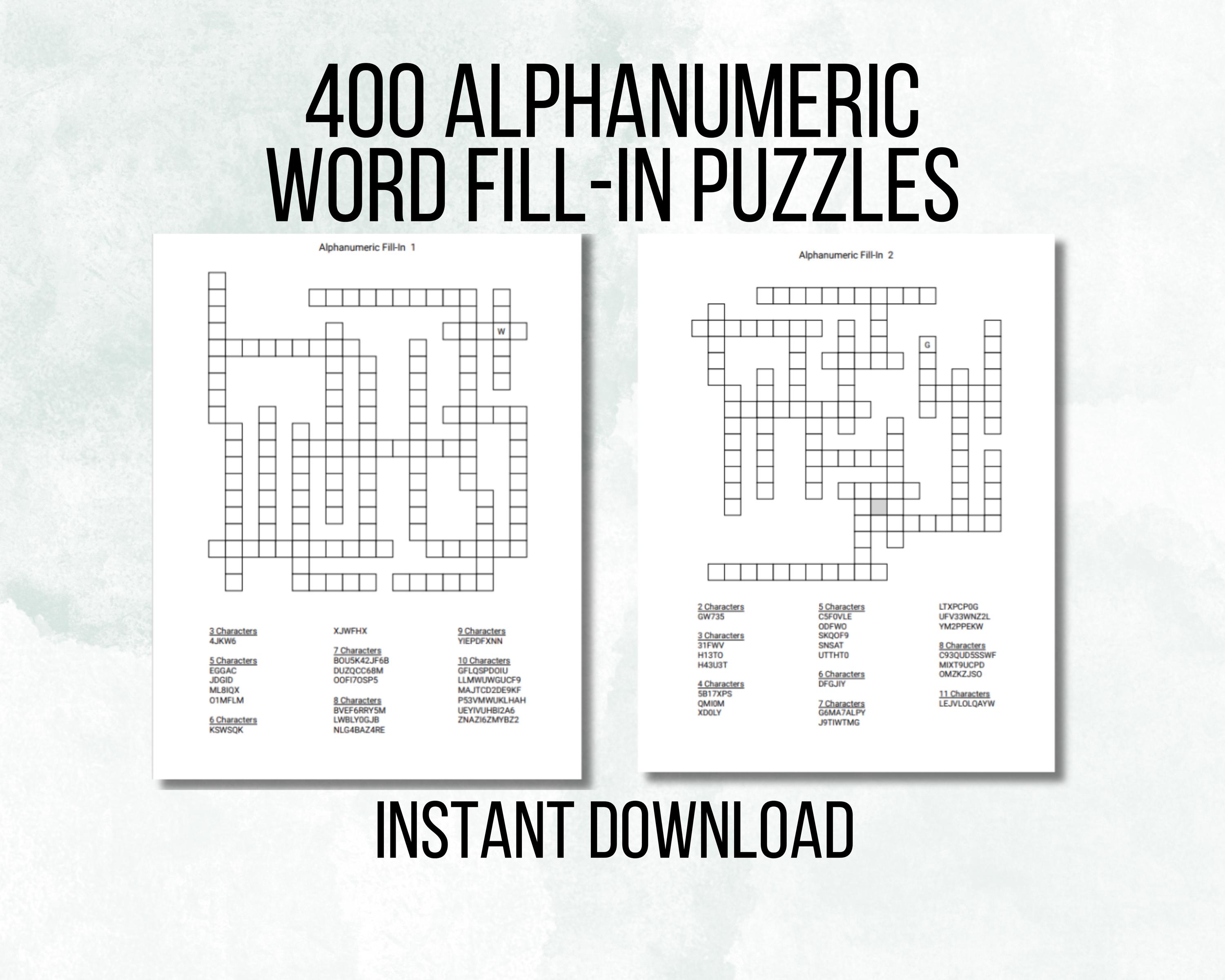 400 Alphanumeric Fill-in Puzzles: Number Word Combo (digital Download ...