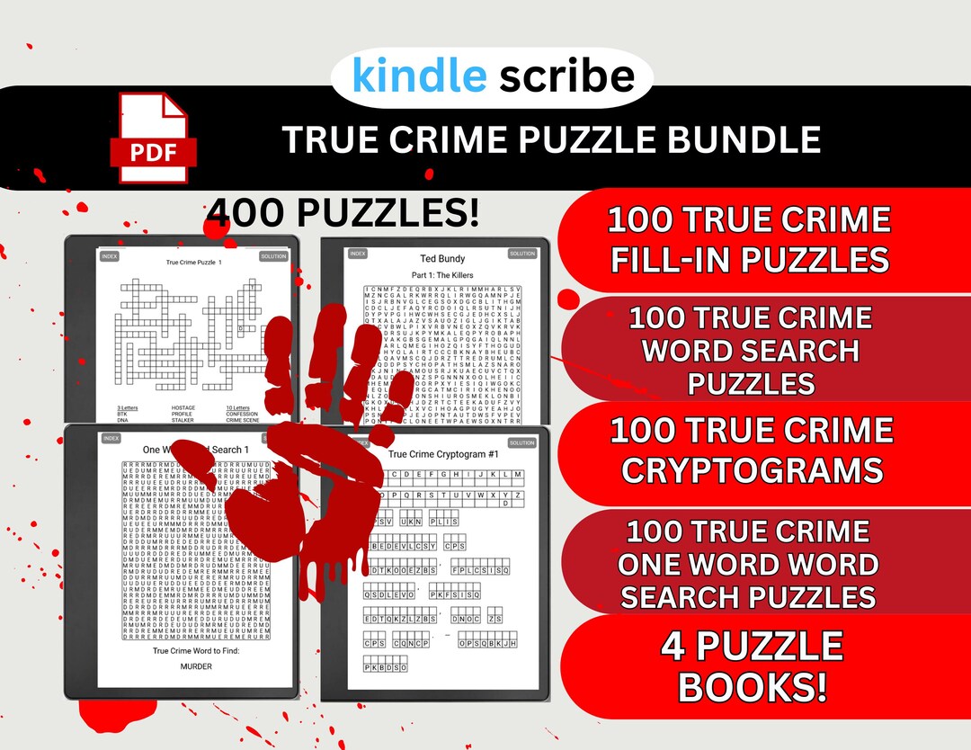 Kindle Scribe True Crime Puzzle Bundle: Dark Humor Word Search (digital ...