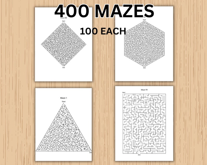 400 Printable Mazes for Older Kids, Teens, and Adults, Triangle Mazes ...