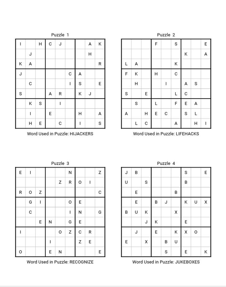 100 Worduko Puzzles, Word Sudoku Puzzles, Printable Worduko Word Sudoko ...