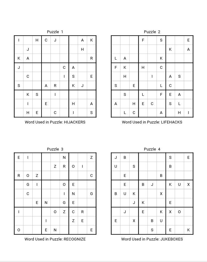 100 Worduko Puzzles, Word Sudoku Puzzles, Printable Worduko Word Sudoko ...