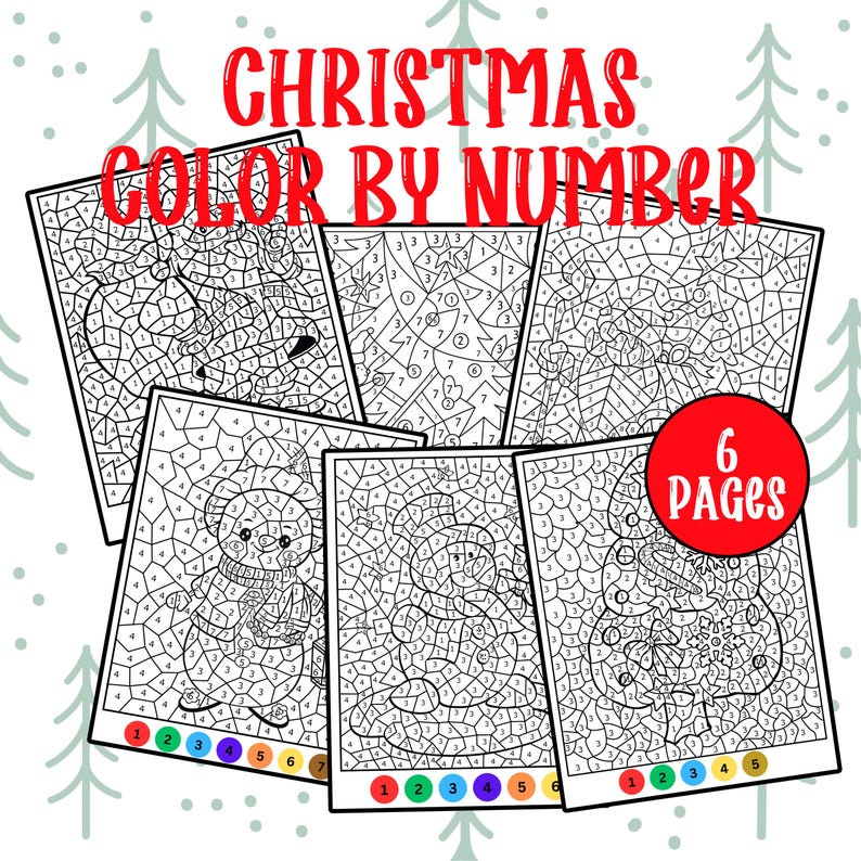 Christmas Color by Number, Color by Number Coloring Pages, Christmas ...