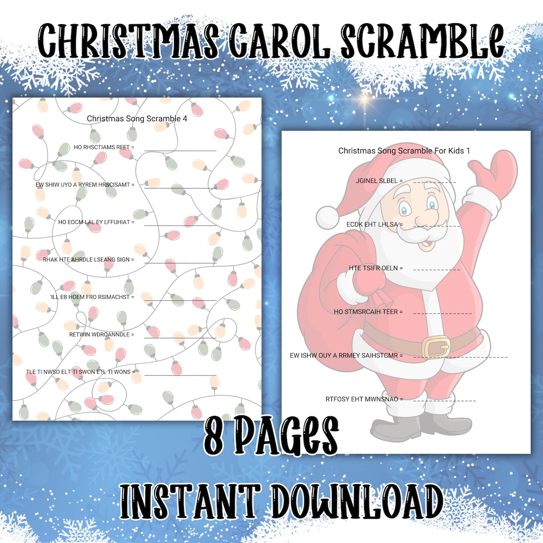 Christmas Song Scramble, Holiday Party Game, Christmas Word Game ...