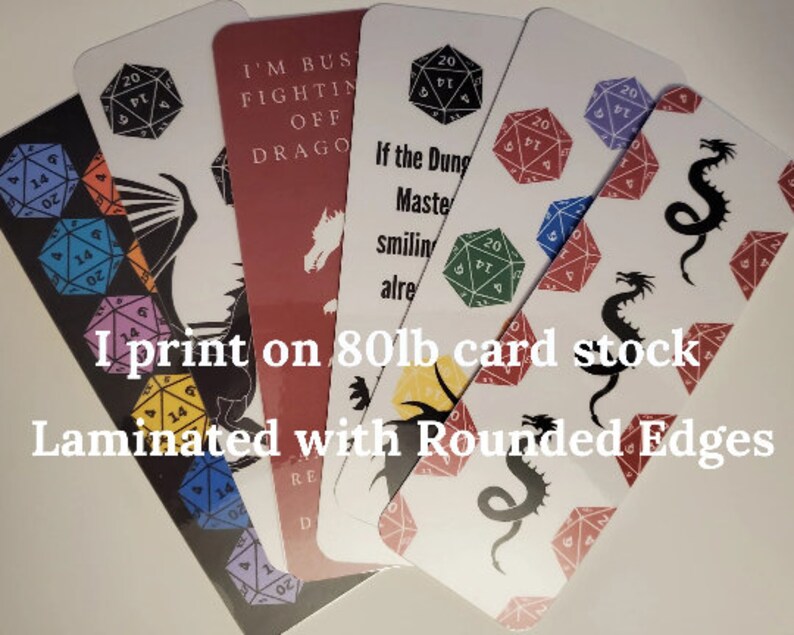 Set of Six DND Themed Bookmarks Dungeons and Dragons Themed - Etsy
