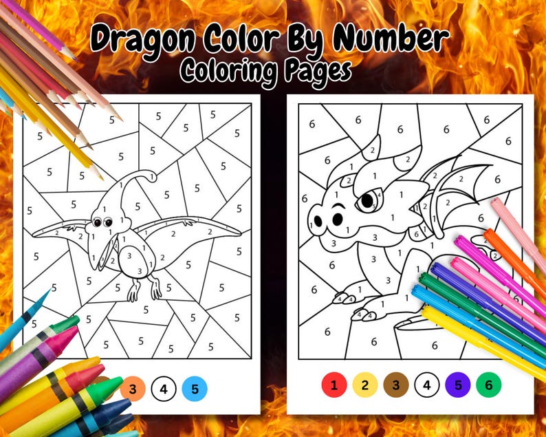Color by Number, Dragon Color by Number, Color by Number Coloring Pages ...