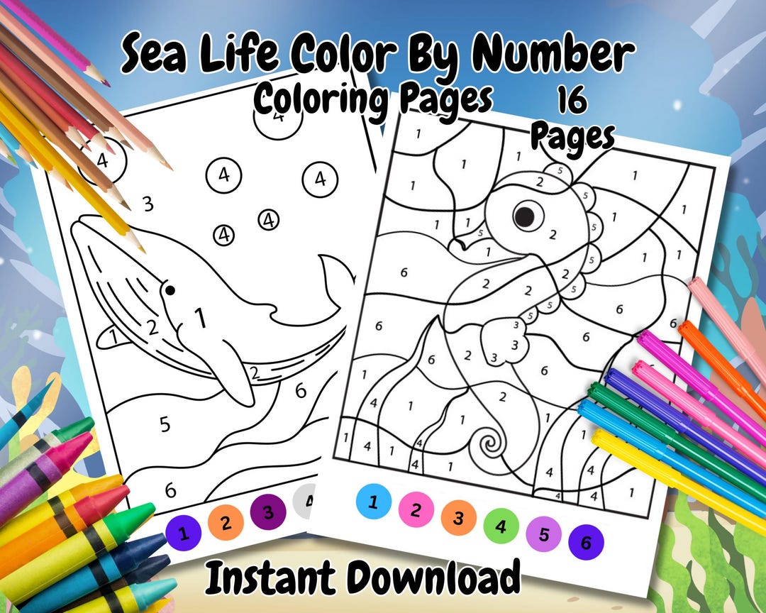 Color by Number, Sea Life Color by Number, Color by Number Coloring Pages, Stress Relief ...