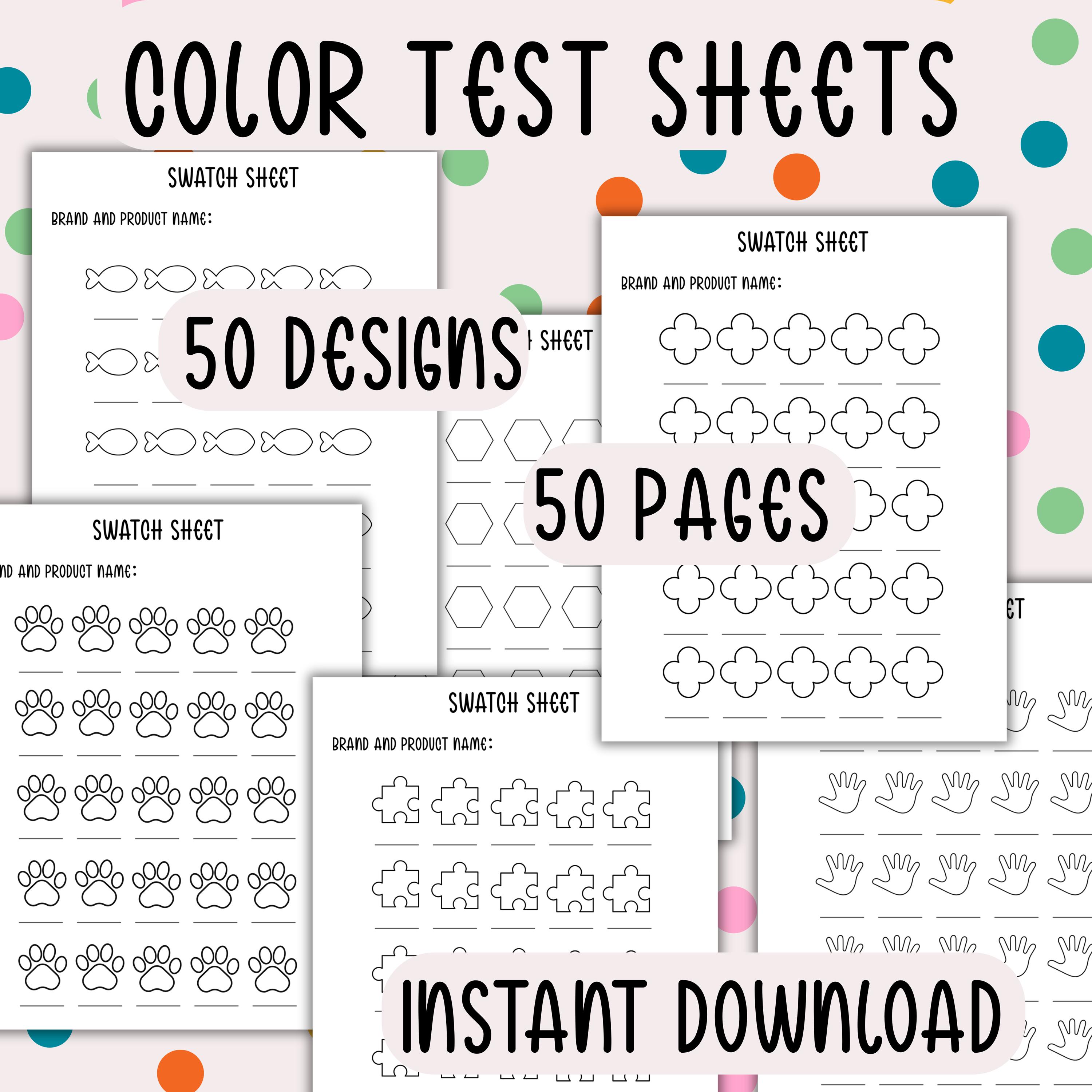 Blank Color Swatch Charts | Color Test Sheet | Printable Marker Sheet ...