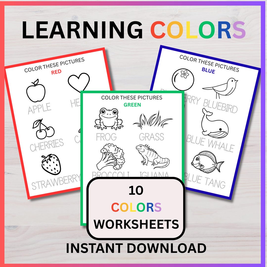 Color Learning Worksheets, Tracing and Coloring Pages, Printable ...