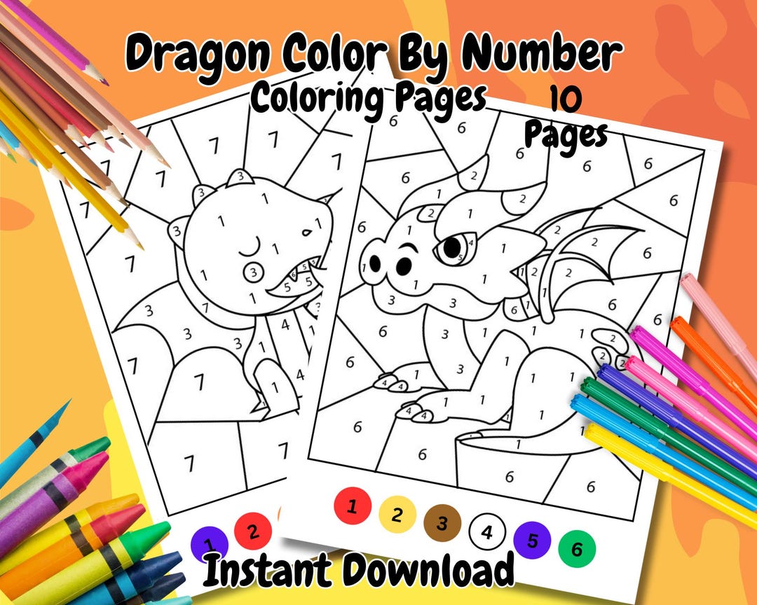 Color by Number, Dragon Color by Number, Color by Number Coloring Pages ...