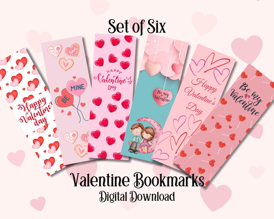 Valentine's Day Bookmarks | Set of 6 Cute Valentine Designs for Adults ...