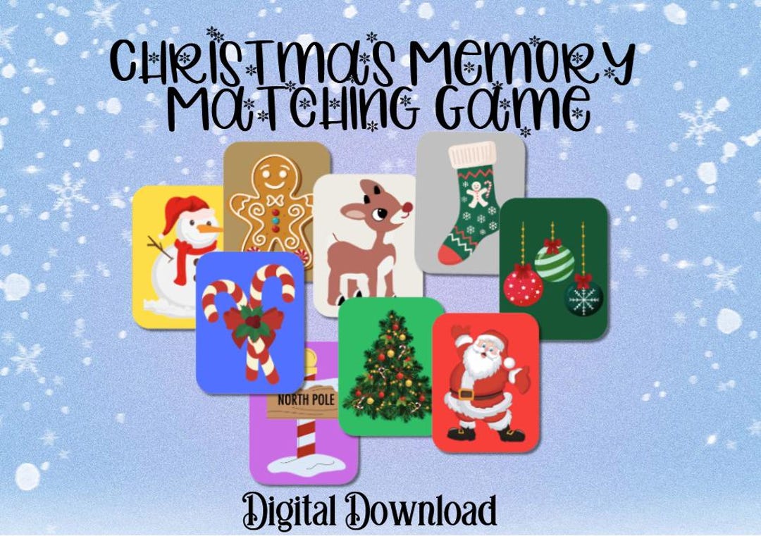 Memory Matching Game, Toddler Matching Game Activity, Christmas Card ...