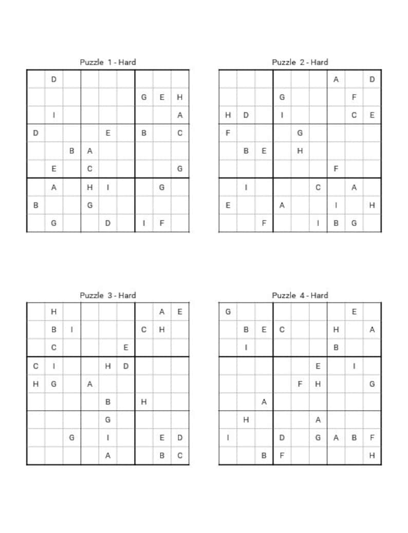 400 Hard Letter Sudoku Puzzles, Worduku Puzzles, Instand Download ...