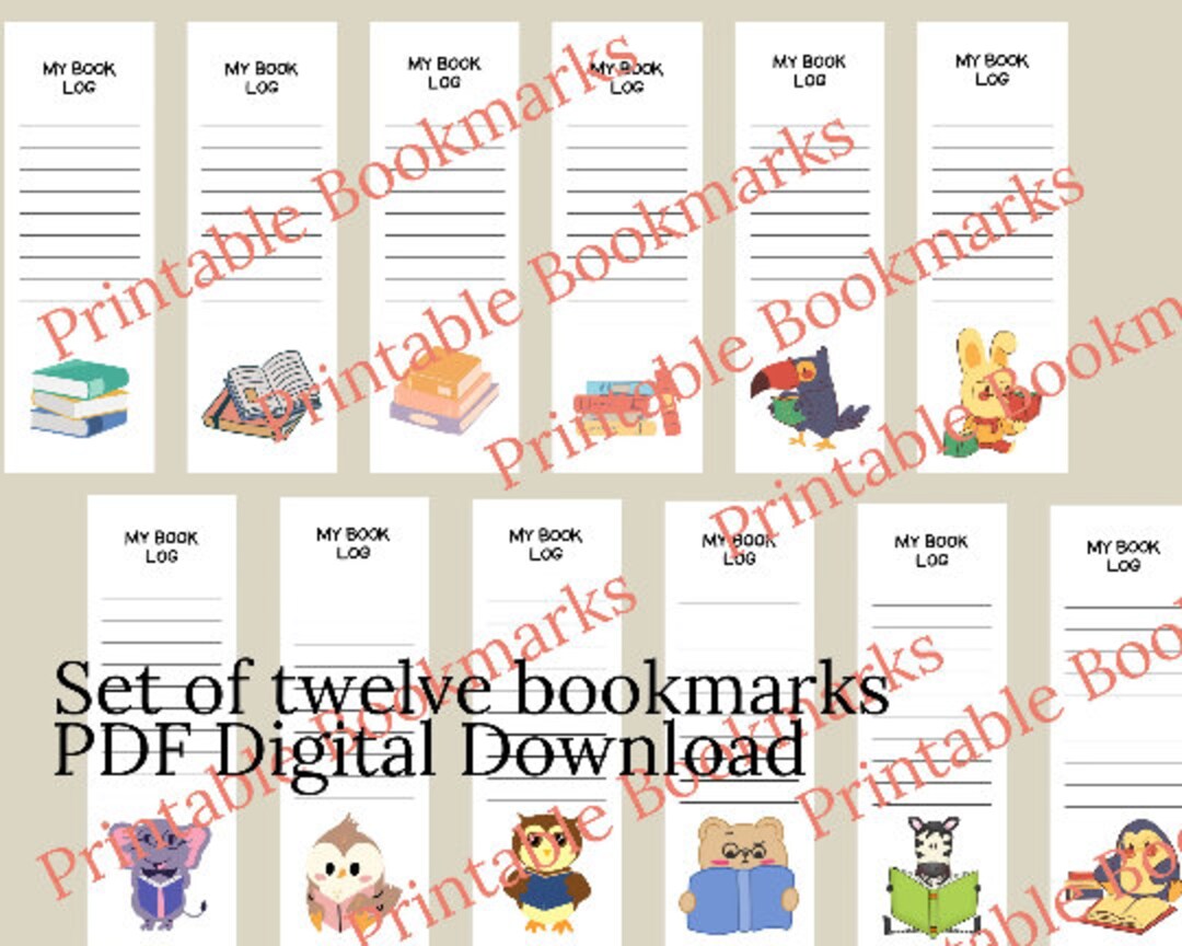 Twelve Downloadable Printable Bookmarks for Kids, Reading Log Bookmarks ...