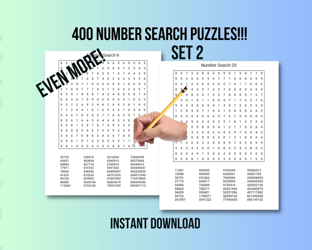 Number Search Puzzles, Puzzle Pages for Adults, 400 Printable Large ...