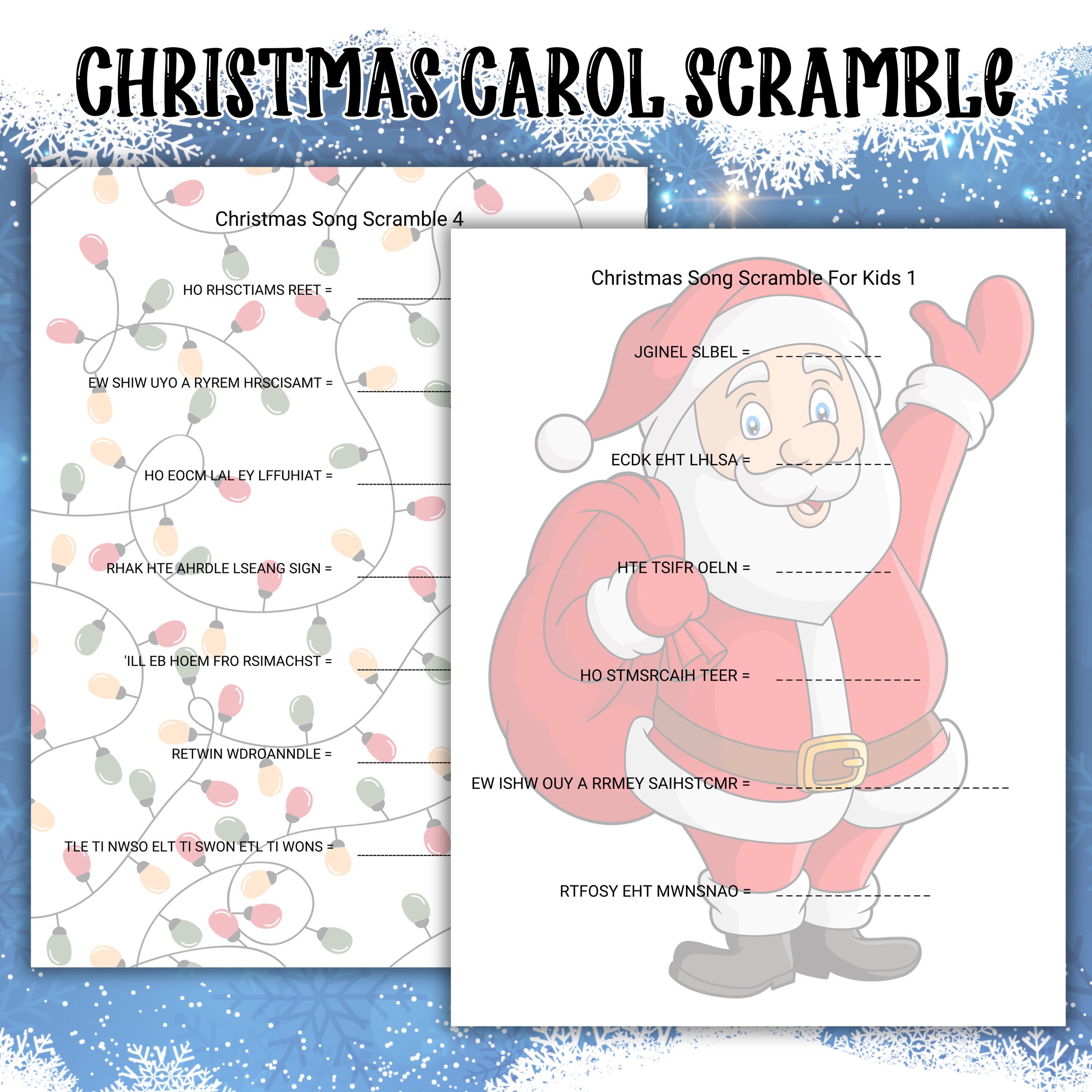 Christmas Song Scramble, Holiday Party Game, Christmas Word Game ...