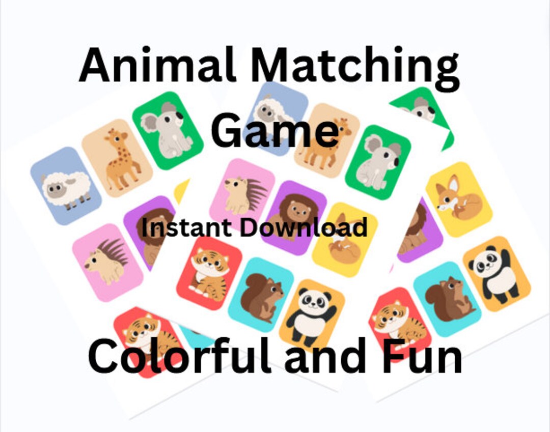 Animals Card Matching Activity Game for Kids, Toddler Matching Game ...