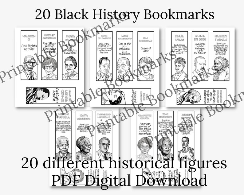 20 Black History Bookmarks | Celebrating African American Leaders ...